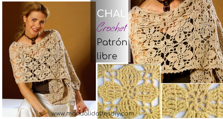 Como Hacer un Chal Rectangular en Crochet Fácil ⋆ Manualidades DIY