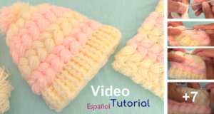 Gorro con bufanda Tejidos en Punto Puff 3D ⋆ Manualidades DIY